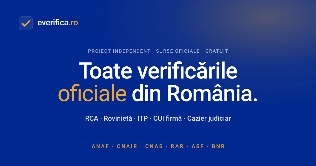 Verificare CUI firmă — date oficiale ANAF în timp real (TVA, CAEN, Reg ...